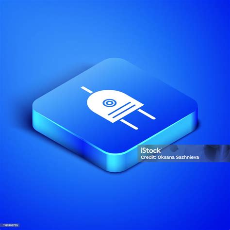 파란색 배경에 격리 된 아이소메트릭 전기 플러그 아이콘입니다 연결 및 전기의 분리의 개념 파란색 사각형 버튼입니다 벡터 일러스트레이션 개념에 대한 스톡 벡터 아트 및 기타