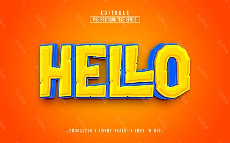 Hello Text Style Effect Photoshop Premium Psd File