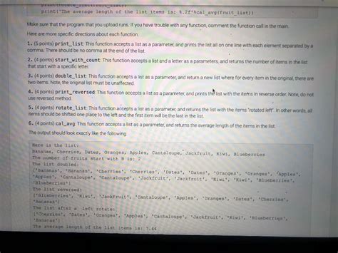 solved write the following functions specified in below