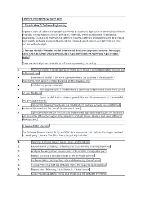 Software Engineering Question Bank Pdf Software Development Process Agile Software Development