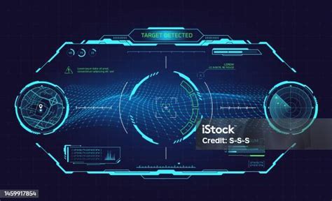 조종석 Vr 대시 보드 Hud 우주선 홀로그램 인터페이스 미래 항공기 가상 안경 로봇 헬멧 군사 Ai 레이더 항법 비행기 제어 게임 Ui 벡터 일러스트 레이 션 초현대적에