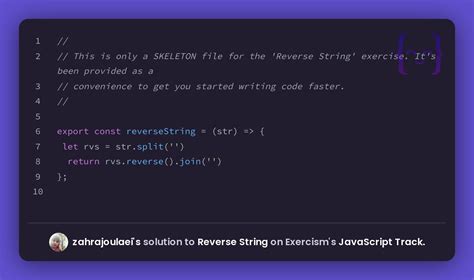 zahrajoulaei s solution for reverse string in javascript on exercism