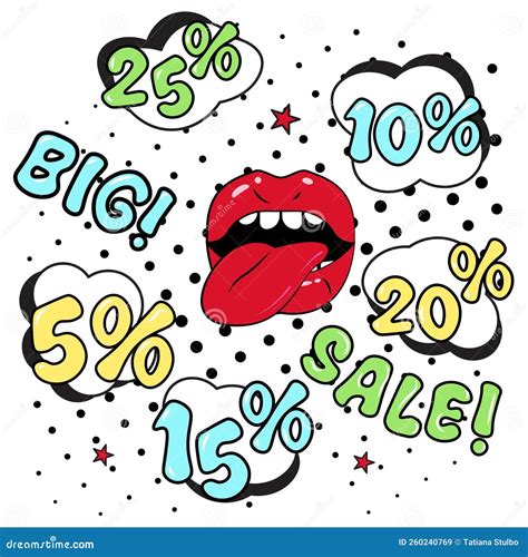 Sale Exploding Sign And Female Mouth Stock Vector Illustration Of Style Female 260240769