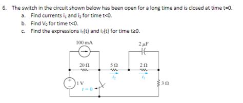 Solved A Find Currents I1 And I2 For Time T