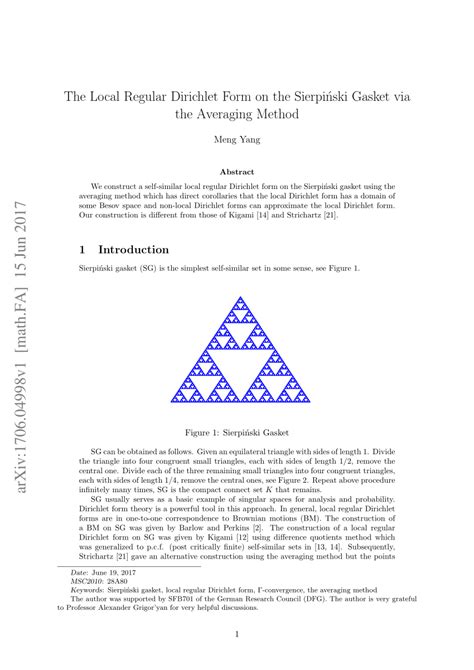 Pdf The Local Regular Dirichlet Form On The Sierpinski Gasket Via The Averaging Method Pdf The Local Regular Dirichlet Form On The Sierpinski Gasket Via The Averaging Method
