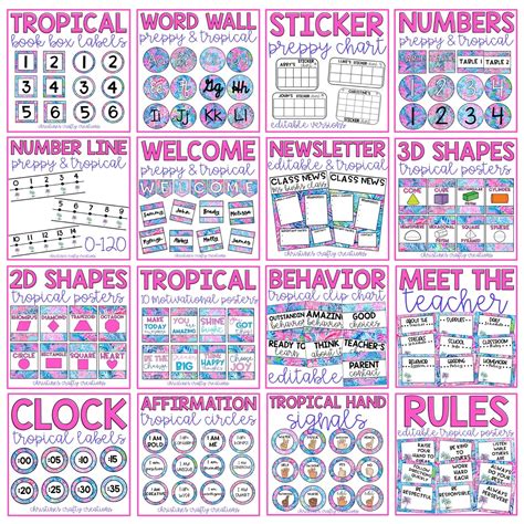 Preppy And Tropical Classroom Decor Mega Bundle Etsy