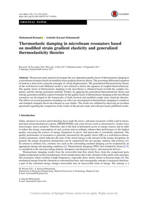 Thermoelastic Damping In Microbeam Resonators Based On Modified Strain