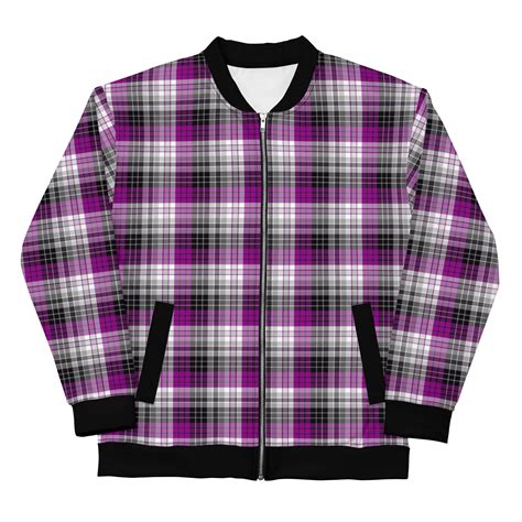 Asexual Ace Pride Bomber Jacket Coat In Plaid Pegasus Pride
