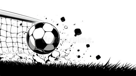 Soccer Ball Goal Explosion Dramatic Black And White Image Of A Soccer