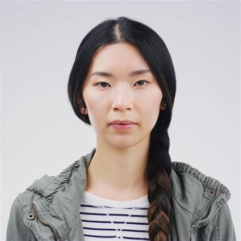 Premium Photo Face Serious Portrait And Asian Woman In Studio With