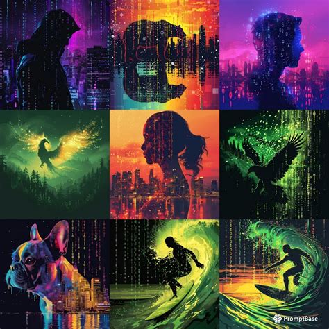 Binary Code Silhouette Landscapes Midjourney Prompt Promptbase