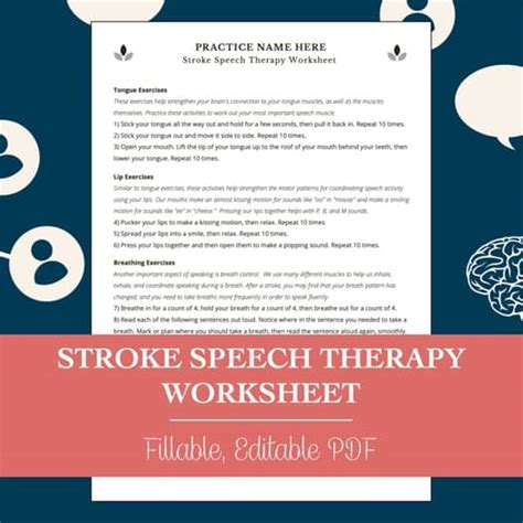 Stroke Worksheet For Speech Therapy Editable Fillable Printable Pdf