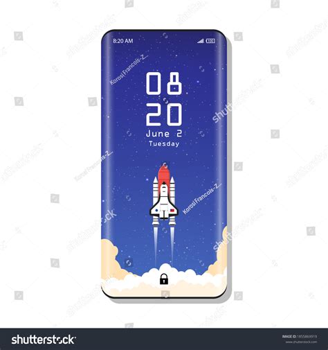 Phone Lock Screen Interface Elements Realistic Stock Vector Royalty