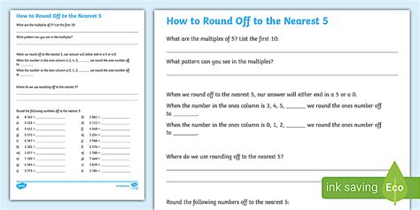 How To Round Off To The Nearest 5 Activity Sheet Twinkl