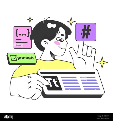 Young Male Prompt Engineer Writing A Prompt To A Artificial Neuron Network Artificial