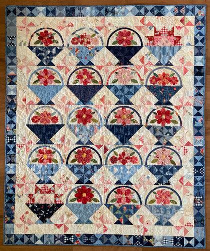 Aunt Margarets Scrappy Baskets A Scrappy Applique Quilt Digital Pdf Pattern Green Light