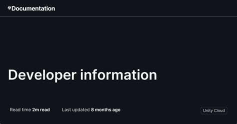 开发者信息 unity 云 unity 游戏引擎