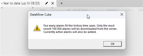 Cube Feature To Count Alarms On Unfiltered Alarm History Not Matching Produced Output