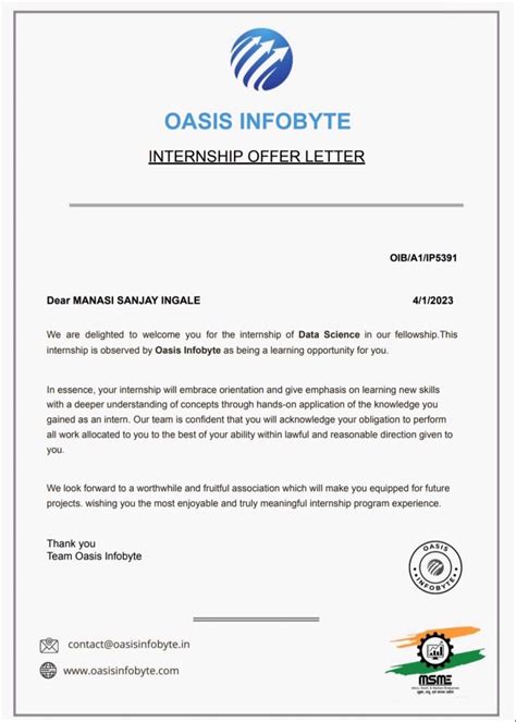 Manasi Ingale On Linkedin Oasisinfobyte Datascience Internship