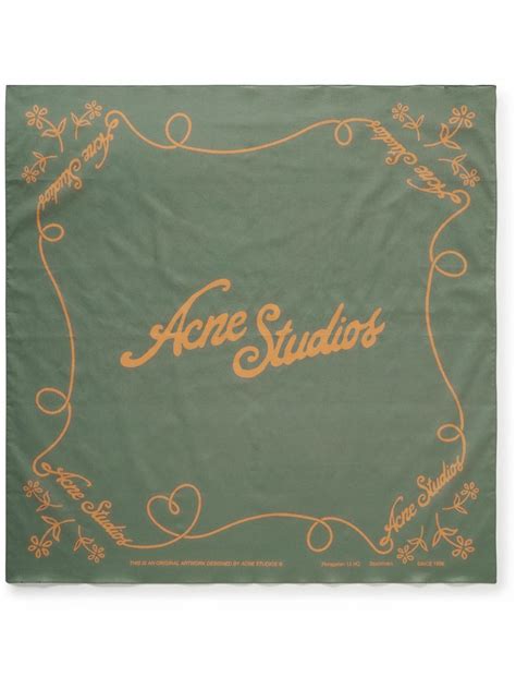 Acne Studios Logo Print Cotton Voile Scarf Acne Studios