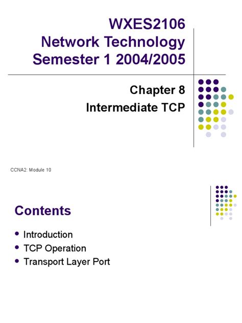 Wxes2106 Network Technology Semester 1 20042005 Intermediate Tcp Download Free Pdf