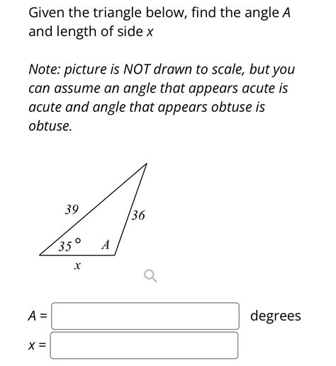 Solved Given The Triangle Below Find The Angle A And Length Chegg Com