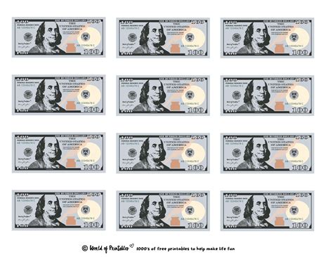 Printable Dollar Bills Printable Toy 100 Dollar Bill