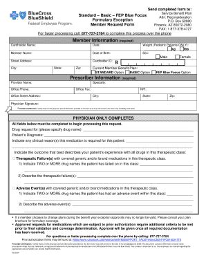 Bcbs Fep Tier Exception Form Fill Online Printable Fillable Blank PdfFiller