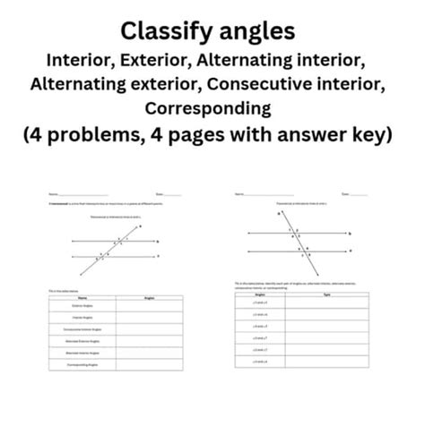 Classify Angles Formed By Parallel Lines And Transversal Easy Worksheet