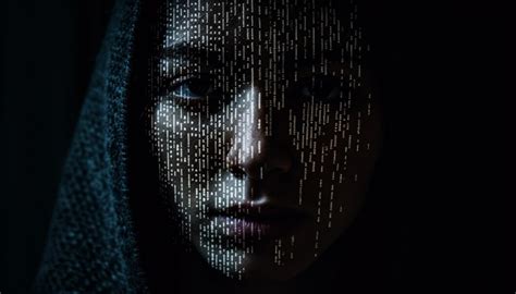 Premium Ai Image Dark Cyborg Hacker Looking At Camera In Futuristic Computer Network Generated