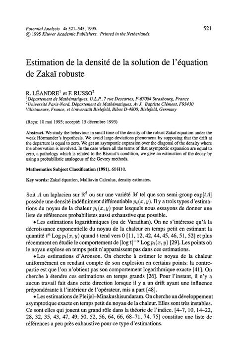 Pdf Estimation Of The Density Of The Solution Of The Robust Zakaï