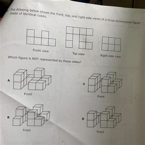Free The Drawing Below Shows The Front Top And Right Side Views Of A Three Dimensional