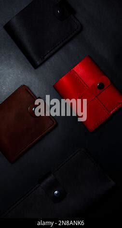Mens Wallet Made Of Black Leather Light Wood Shooting For The Catalog