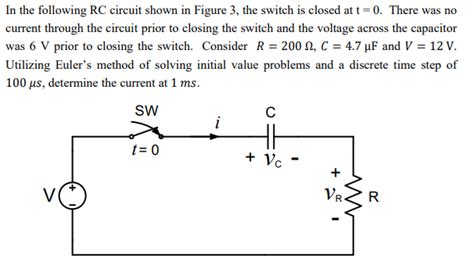 Solved In The Following Rc Circuit Shown In Figure 3 The