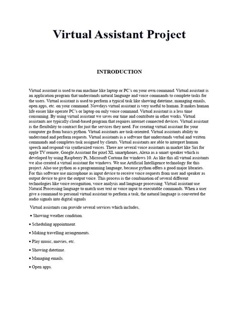 Virtual Assistant Project 1 Pdf Application Software Digital Technology