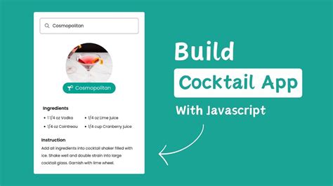 Cocktail App In Html Css And Javascript Cocktail App In Javascript Youtube