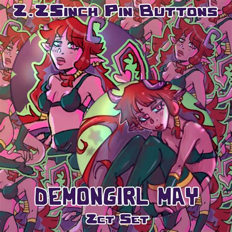 Demon Girl May Pin Up Inch Pin Button Etsy