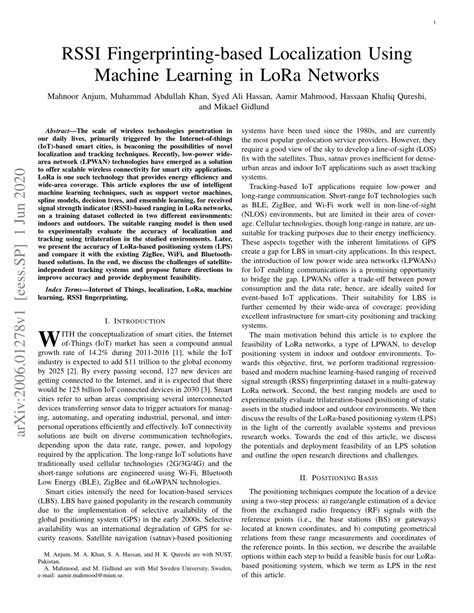 Pdf Rssi Fingerprinting Based Localization Using Machine Learning In