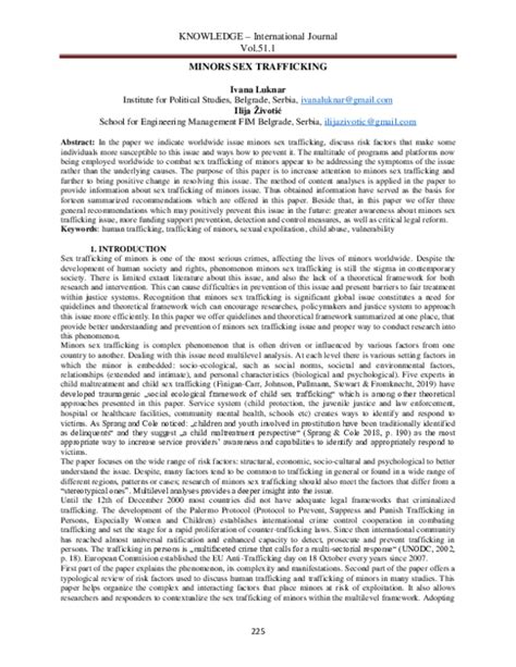 Pdf Minors Sex Trafficking