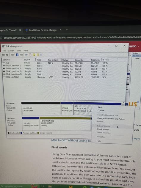 Extend Volume Greyed Out Even With Unallocated Space Rpchelp