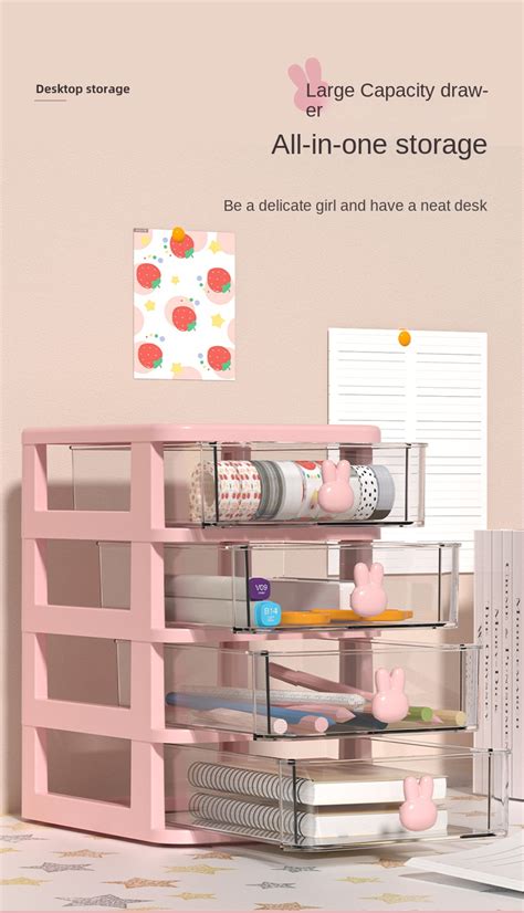 4 Tiers Rabbit Multilayer Drawer Desktop Accessories Stationery Mini