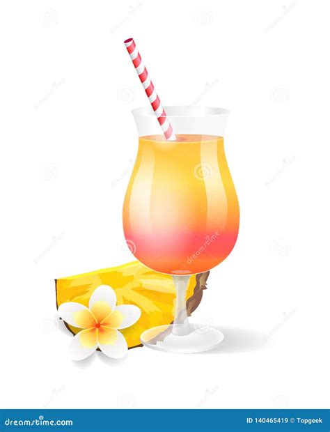 Cocktail Glass Pineapple Icon Vector Illustration Stock Vector