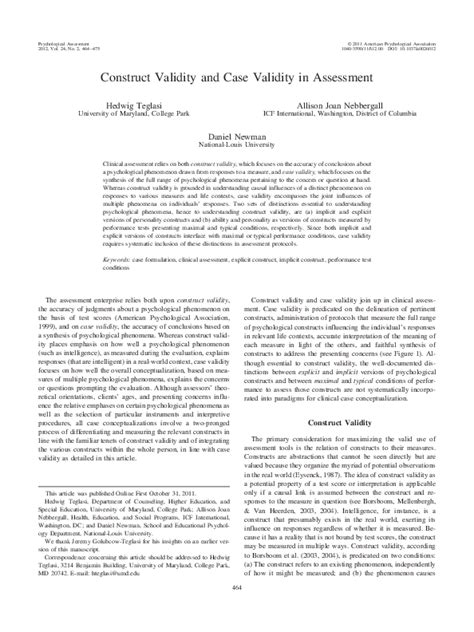 Pdf Construct Validity And Case Validity In Assessment