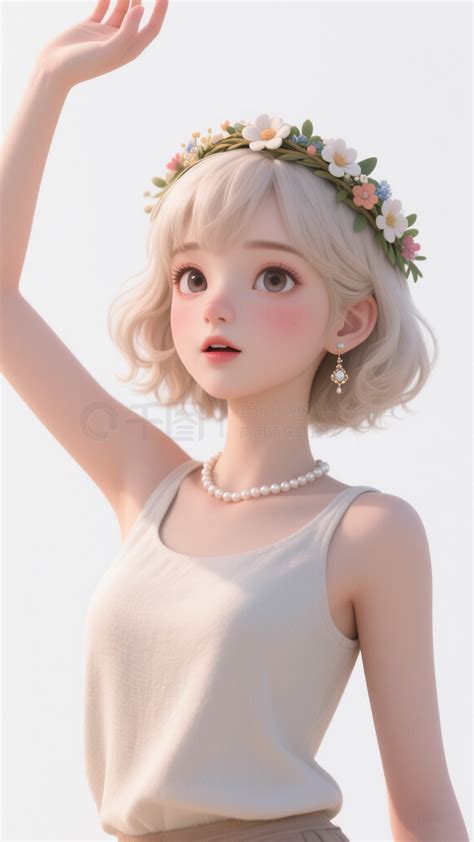花环ai数字艺术 一位头戴花环的卡通少女 Ai图片免费下载png格式3456像素编号72178280 千图网