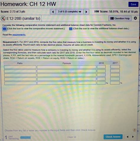Solved Homework Ch 12 Hw Save Score 2 73 Of 3 Pts 3 Of 6