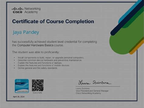 Jaya Pandey On Linkedin Happy To Share The Completion Certification Of Computer Hardware Basics By