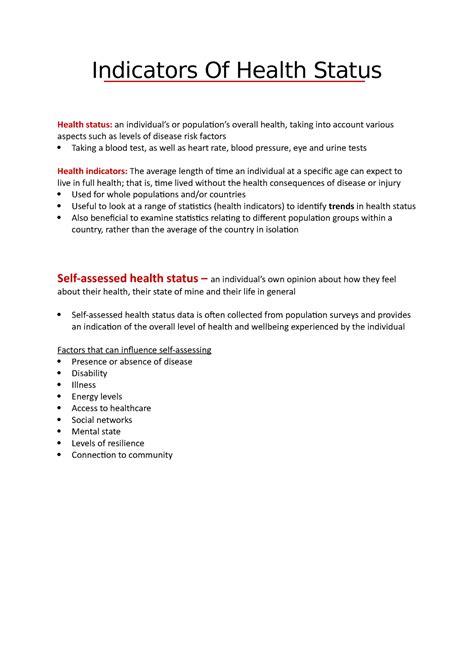 Examples Of Health Status Indicators At Bruce Macias Blog
