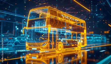 Digital School Bus With Binary Code Integration Of Artificial