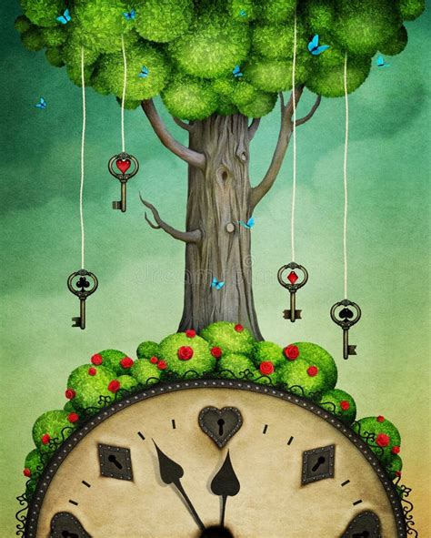 Tree On Clock Stock Illustration Illustration Of Create