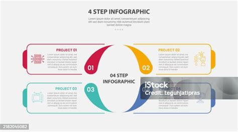 4 포인트 템플릿 인포 그래픽 개요 스타일 4 포인트 단계 템플릿 사각형 베이스 중앙 슬라이드 프리젠 테이션을위한 유체 모양베이스 0명에 대한 스톡 벡터 아트 및 기타